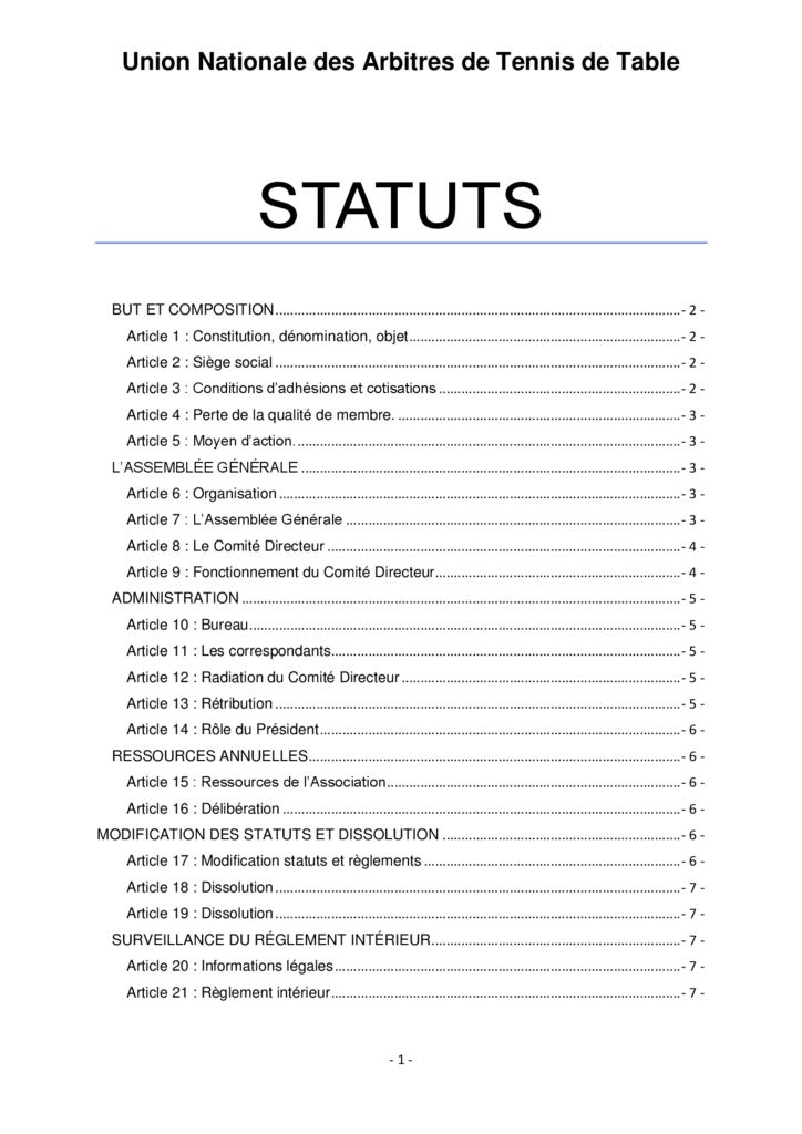 Statuts 2023 | UNATT